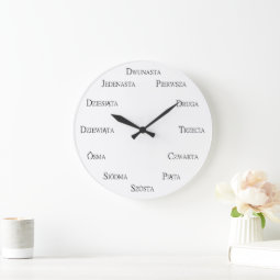 Polish Numbers Language Learning Customizable Large Clock | Zazzle