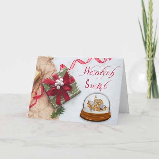 Polish/Polski - Merry Christmas/Wesołych Świąt Holiday Card | Zazzle