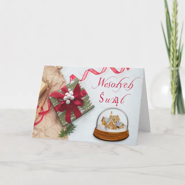Polish/Polski - Merry Christmas/Wesołych Świąt Holiday Card | Zazzle