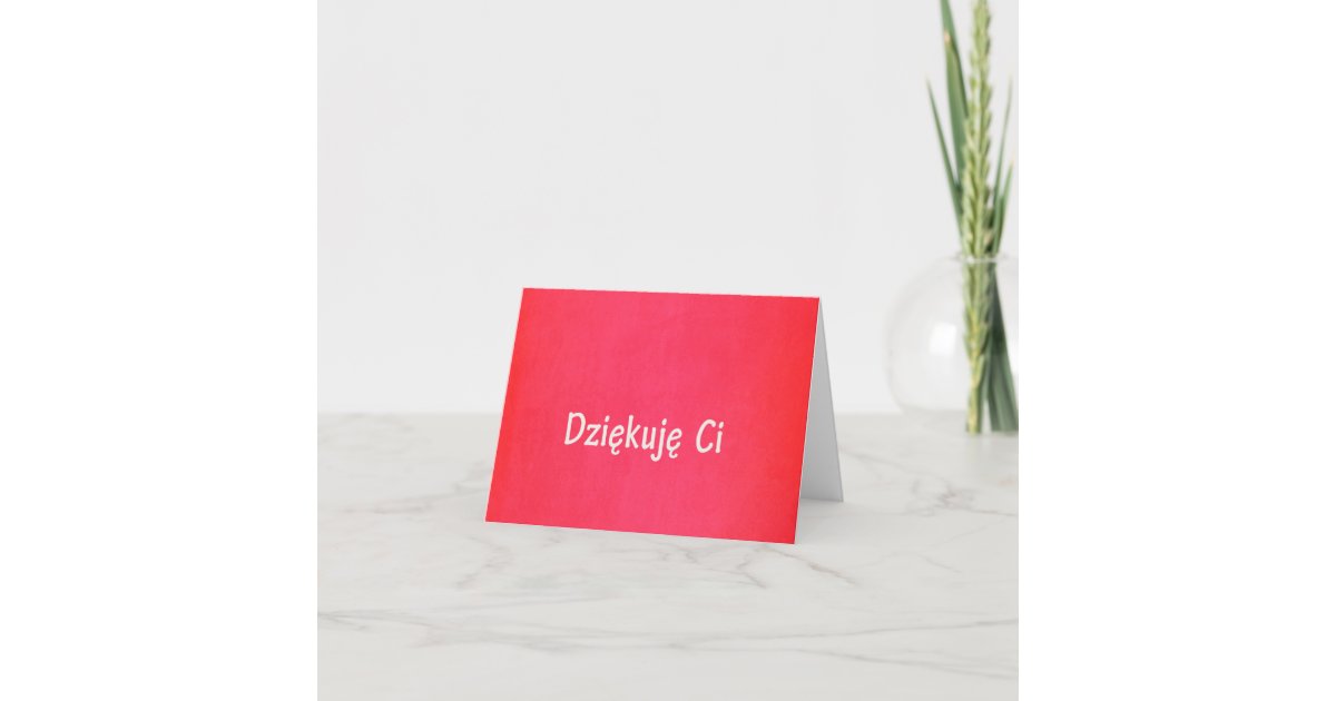 Polish Thank You Note in Red Dziekuje Ci | Zazzle