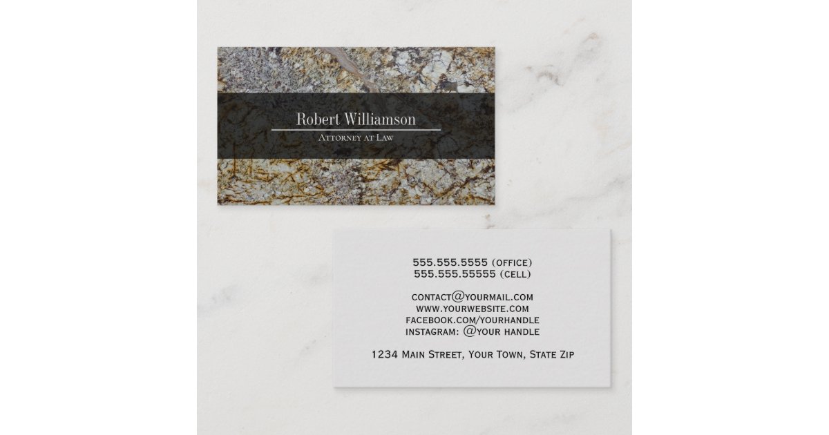 Polished Granite Professional Slick Classy Business Card | Zazzle