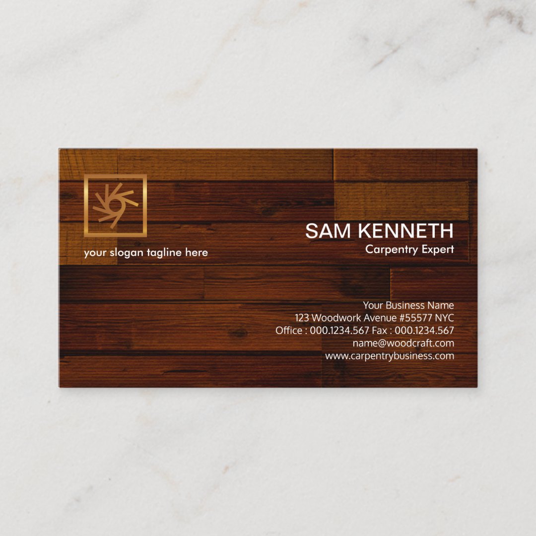 Polished Lacquer Timber Wood Panel Carpenter Business Card | Zazzle