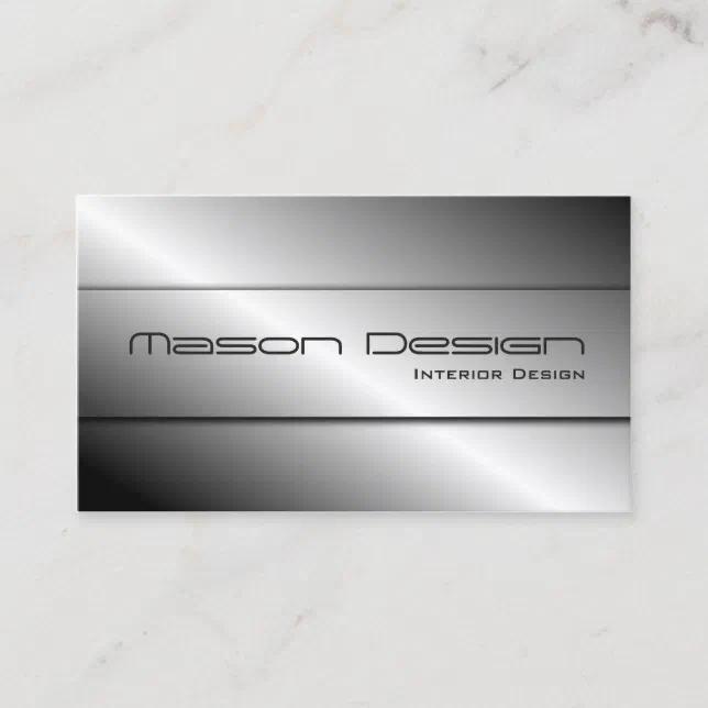 Polished Silver Modern Design Business Card | Zazzle