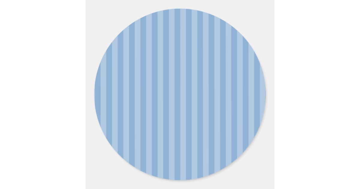 Polite Light Blue Monochrome Vertical Stripes Classic Round Sticker ...