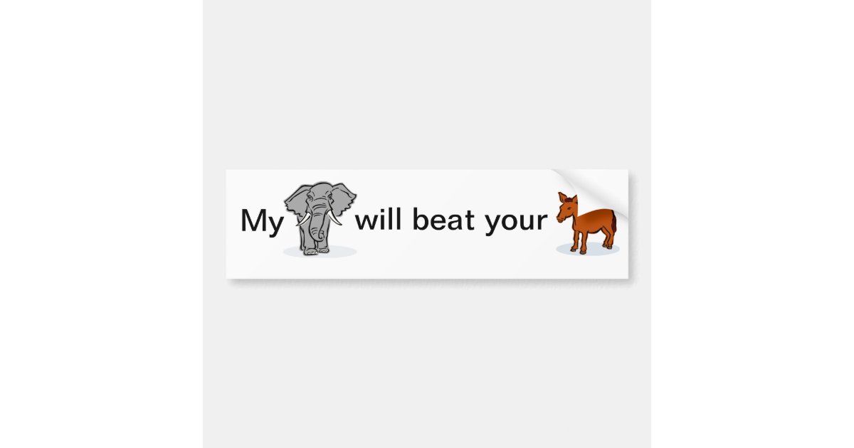 Political bumper sticker, elephant and donkey bumper sticker | Zazzle