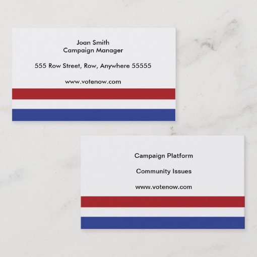 Political Campaign Business Card | Zazzle