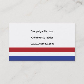 Political Campaign Business Card | Zazzle