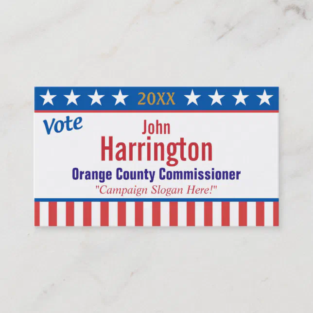 Political Campaign Business Card (Vote) | Zazzle