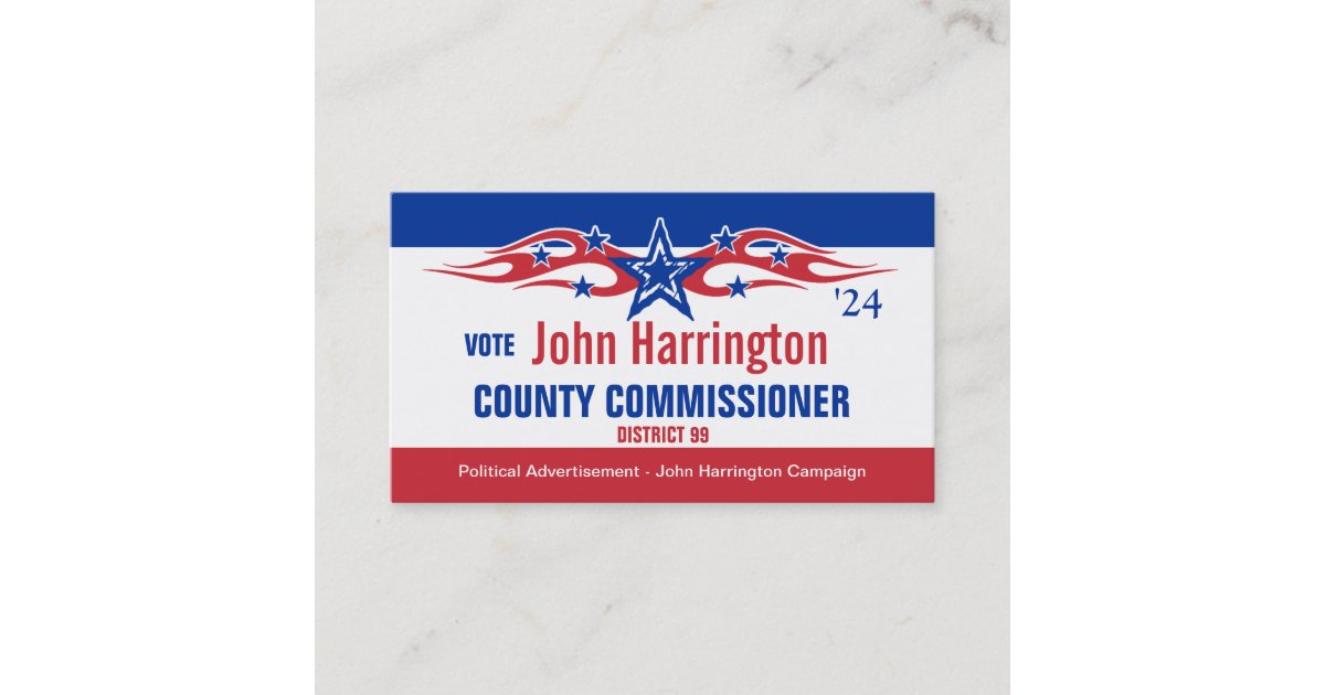 Political Campaign Card - County Commissioner | Zazzle
