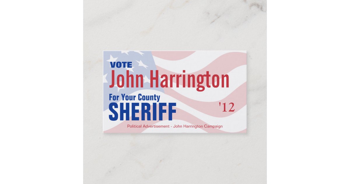 Political Campaign Card - County Sheriff | Zazzle