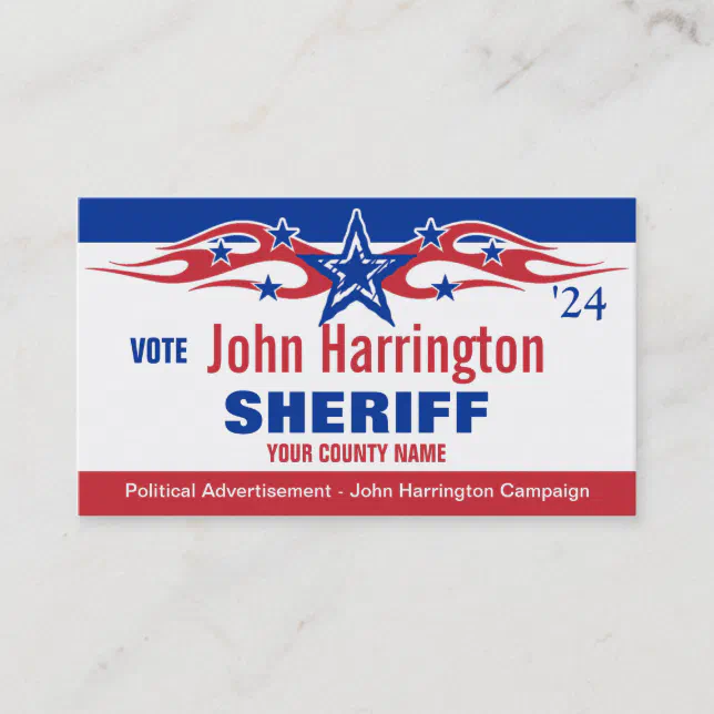 Political Campaign Card - Sheriff | Zazzle