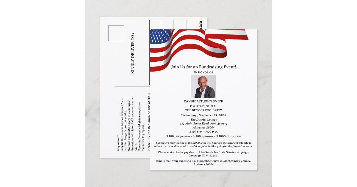 Political Campaign Election Fundraising Invitation Postcard | Zazzle