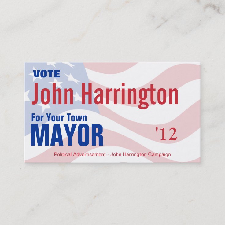 Political Campaign - Mayor Business Card | Zazzle