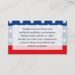 Political Campaign Non-Partisan Printed Candidate Business Card | Zazzle