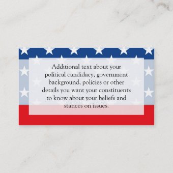 Political Campaign Non-Partisan Printed Candidate Business Card | Zazzle