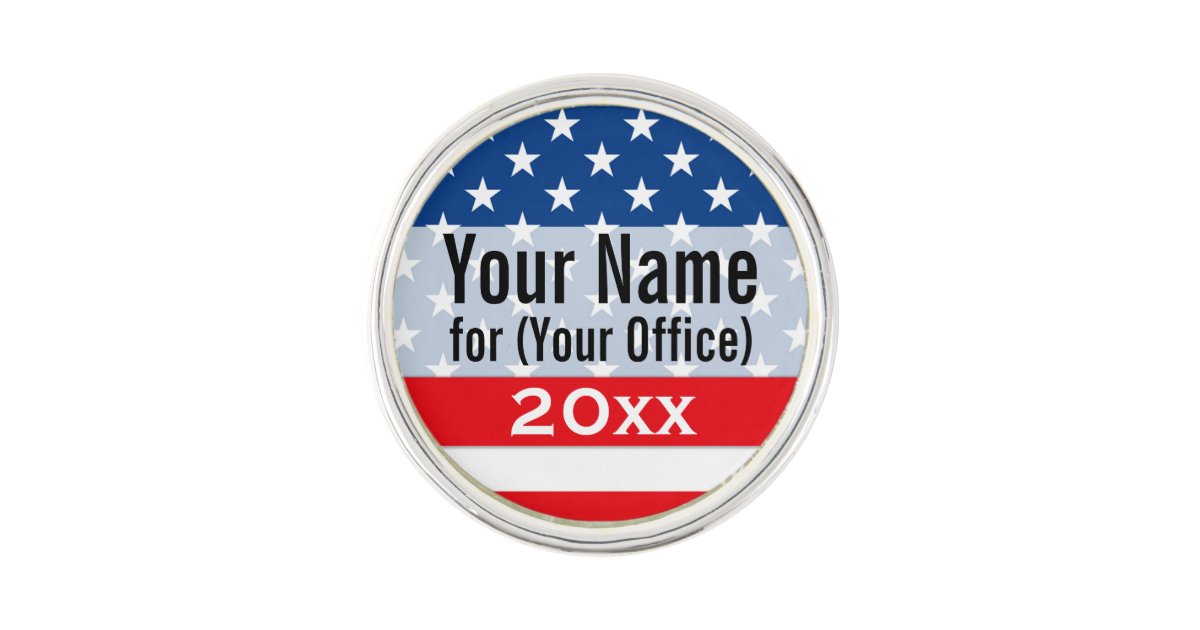 Political Campaign Patriotic Printed Candidate Lapel Pin | Zazzle