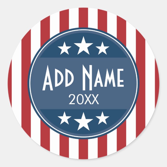 Political Campaign - Patriotic Stars and Stripes Classic Round Sticker ...