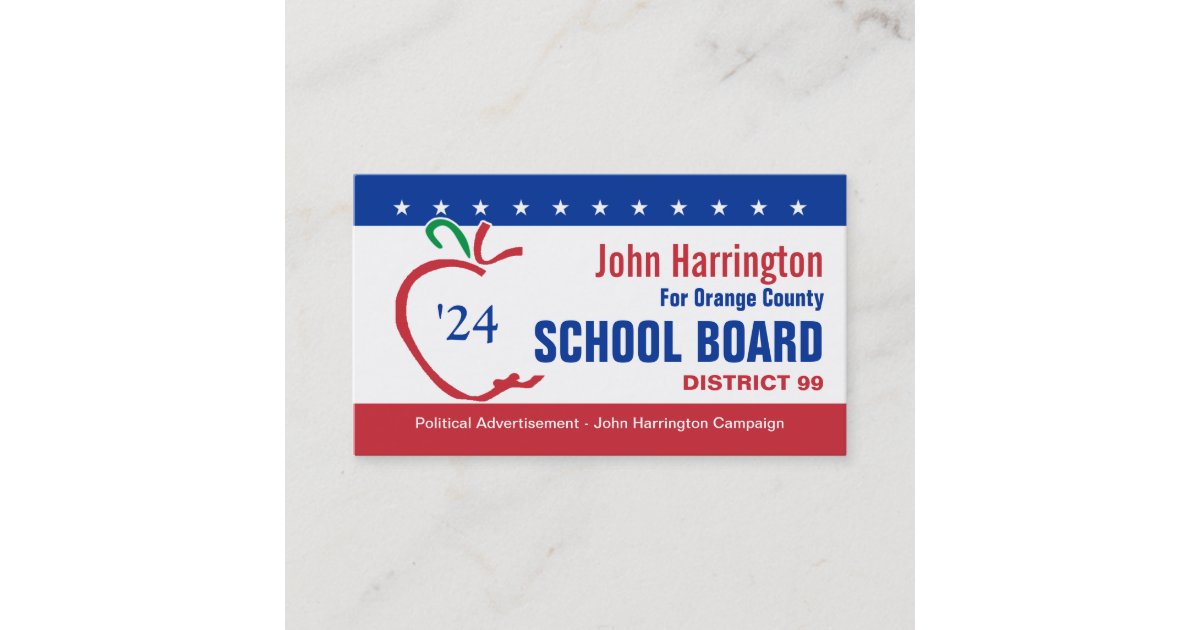 Political Campaign - School Board Business Card | Zazzle