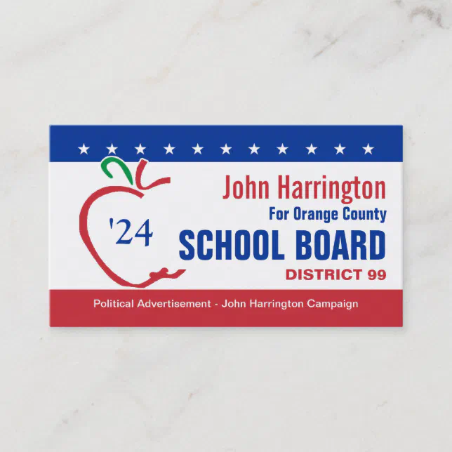Political Campaign - School Board Business Card | Zazzle