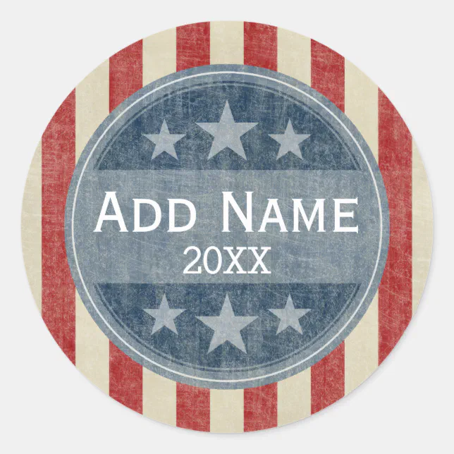 Political Campaign - vintage stars and stripes Classic Round Sticker ...