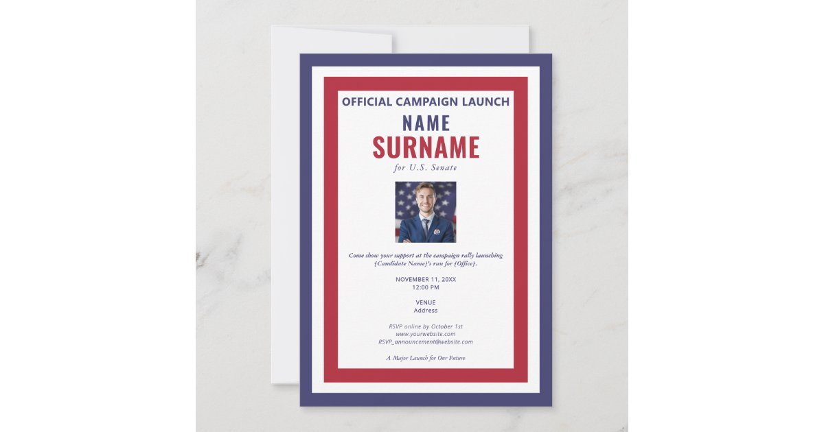 Political Candidate Campaign Rally Kickoff Launch Invitation | Zazzle
