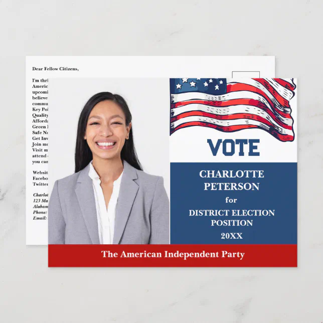 Political Election Campaign Candidate Introduction Postcard | Zazzle