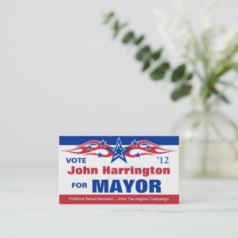 Political Election Campaign Card - Mayor | Zazzle