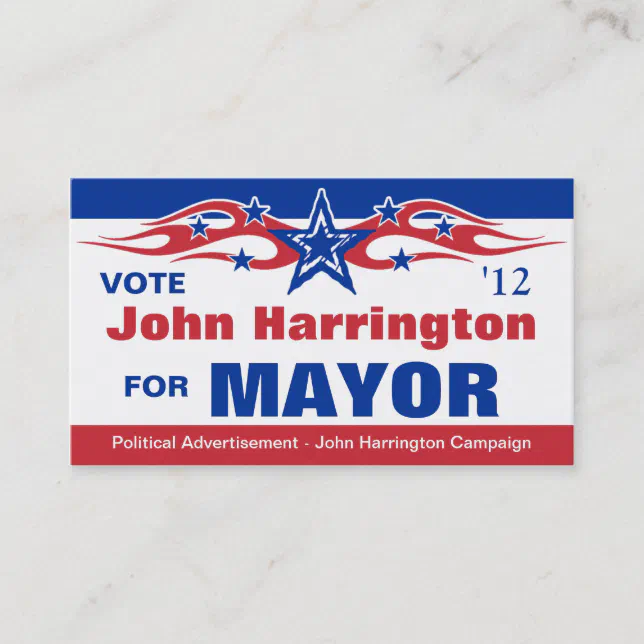 Political Election Campaign Card - Mayor | Zazzle