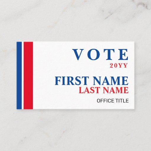 Political Election Campaign Red and Blue Stripes Business Card | Zazzle