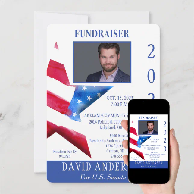 Political Fundraiser Invitation W/Photo | Zazzle