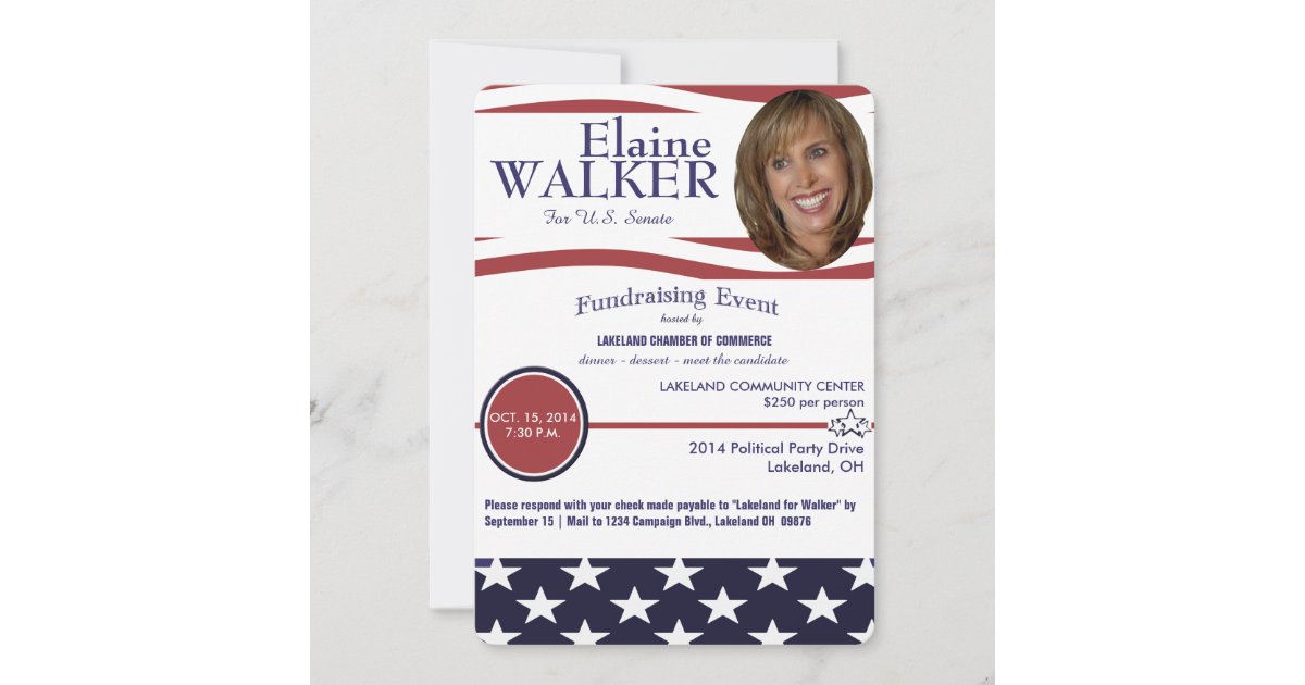 Political Fundraiser Invitation With Photo | Zazzle