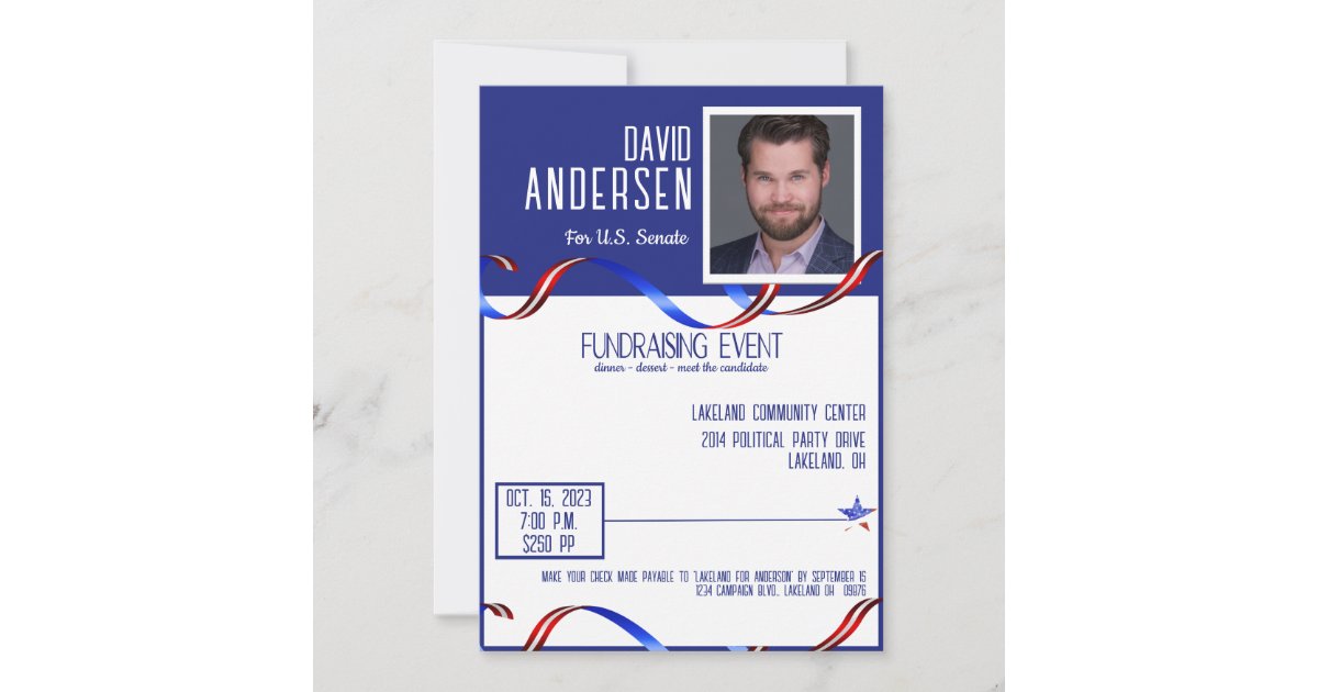 Political Fundraiser Invitation With Photo | Zazzle