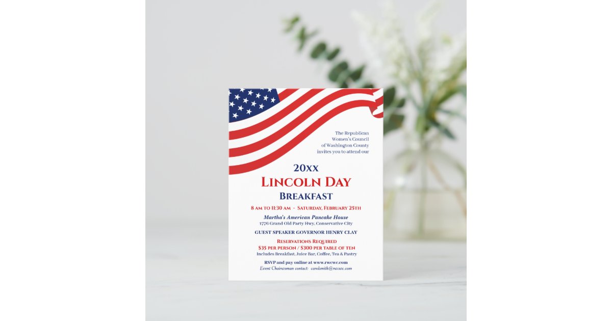 Political Fundraiser Lincoln Day Event Invitation | Zazzle