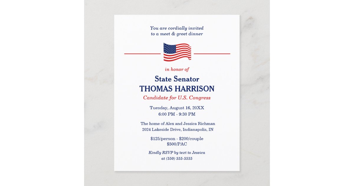 Political Fundraiser Patriotic American Flag Flyer | Zazzle