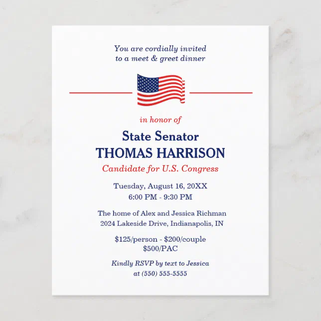 Political Fundraiser Patriotic American Flag Flyer | Zazzle