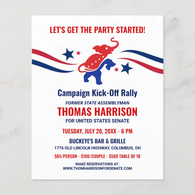 Political Fundraising Campaign Kickoff GOP | Zazzle