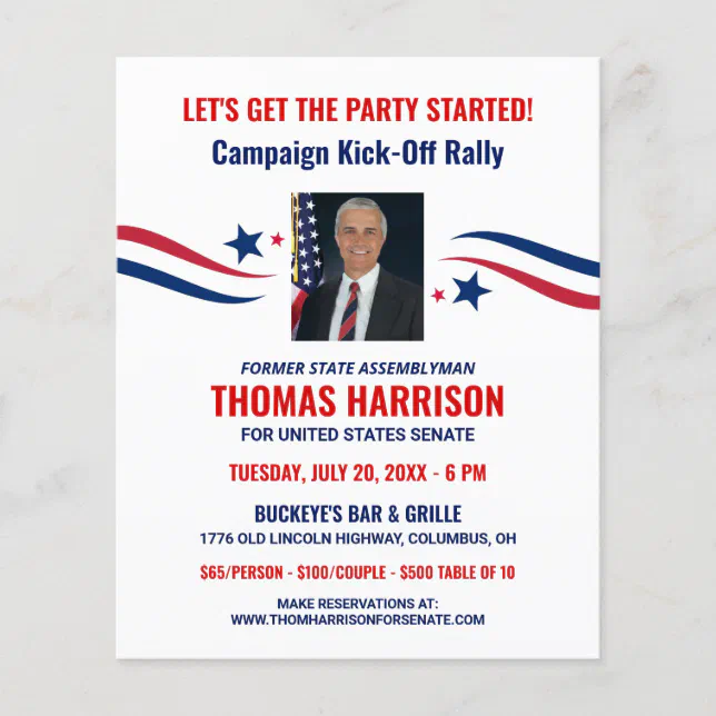 Political Fundraising Campaign Kickoff with Photo | Zazzle