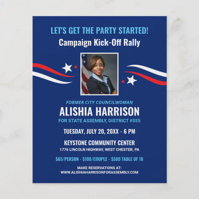 Political Fundraising Campaign Kickoff with Photo Flyer | Zazzle