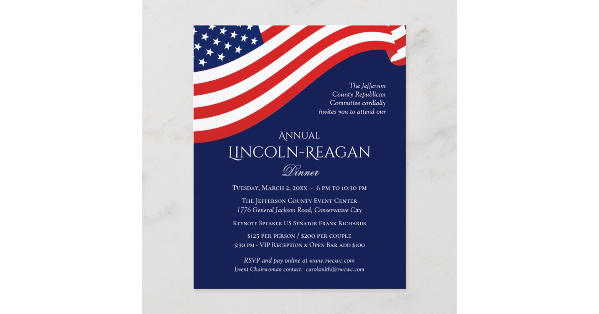 Political Fundraising Dinner Invitation | Zazzle
