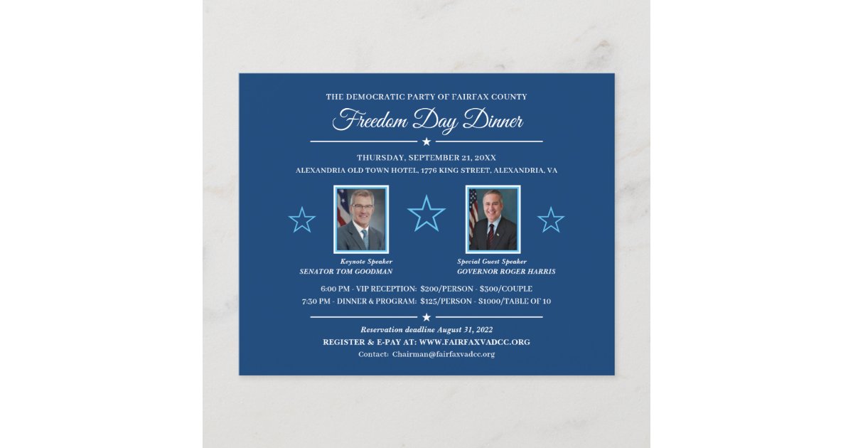 Political Fundraising Dinner Invitation 2 Photos | Zazzle