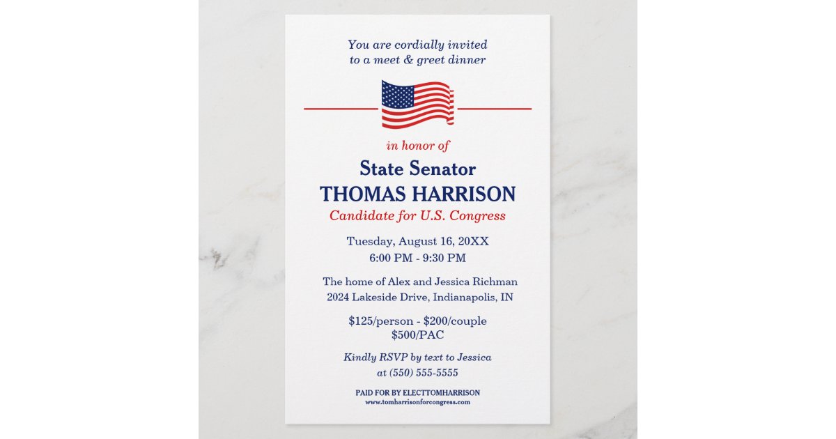 Political Fundraising Flyer with American Flag | Zazzle
