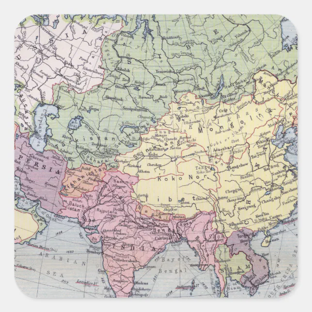 Political Map | Asia Square Sticker | Zazzle