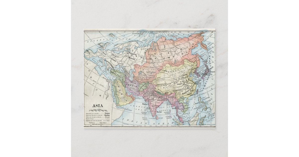Political Map of Asia (1916) Postcard | Zazzle