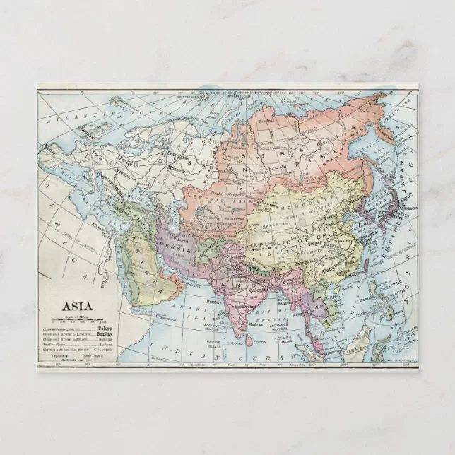 Political Map of Asia (1916) Postcard | Zazzle