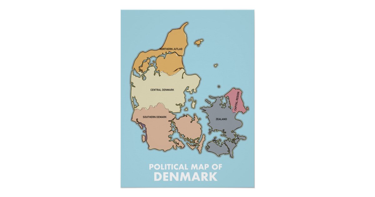 Political map of Denmark Poster | Zazzle