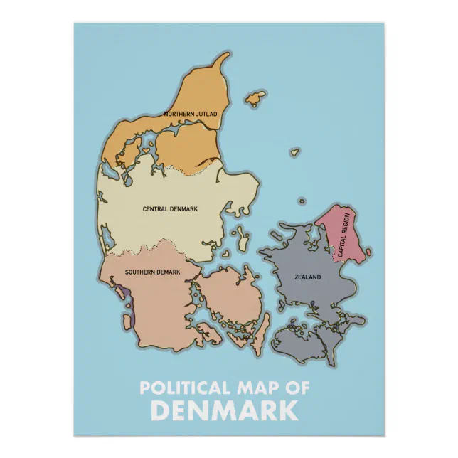 Political map of Denmark Poster | Zazzle