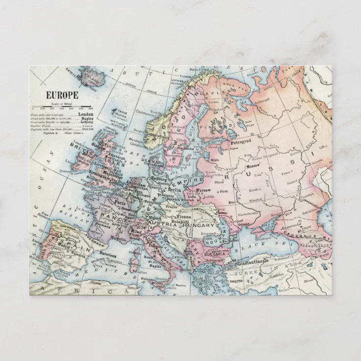 Political Map of Europe (1916) Postcard | Zazzle