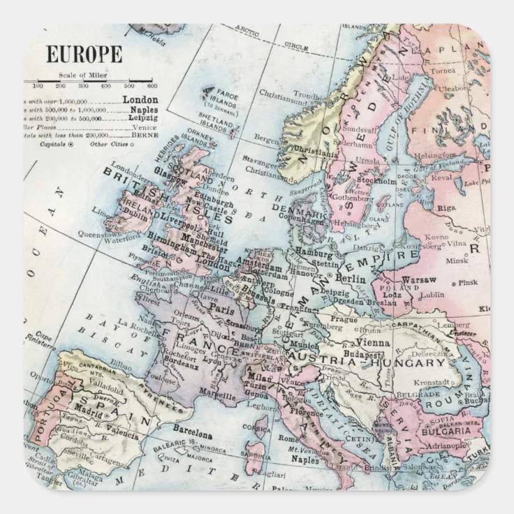 Political Map of Europe (1916) Square Sticker | Zazzle
