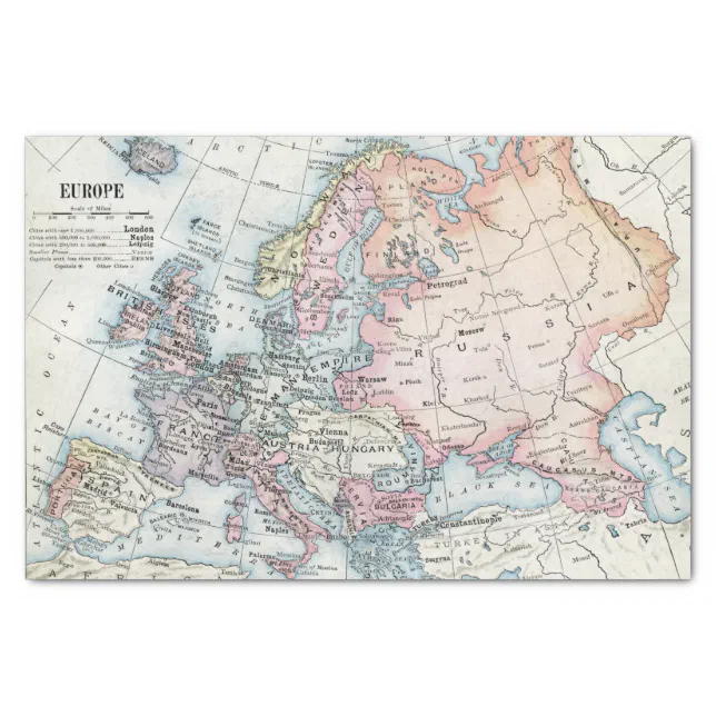 Political Map of Europe (1916) Tissue Paper | Zazzle