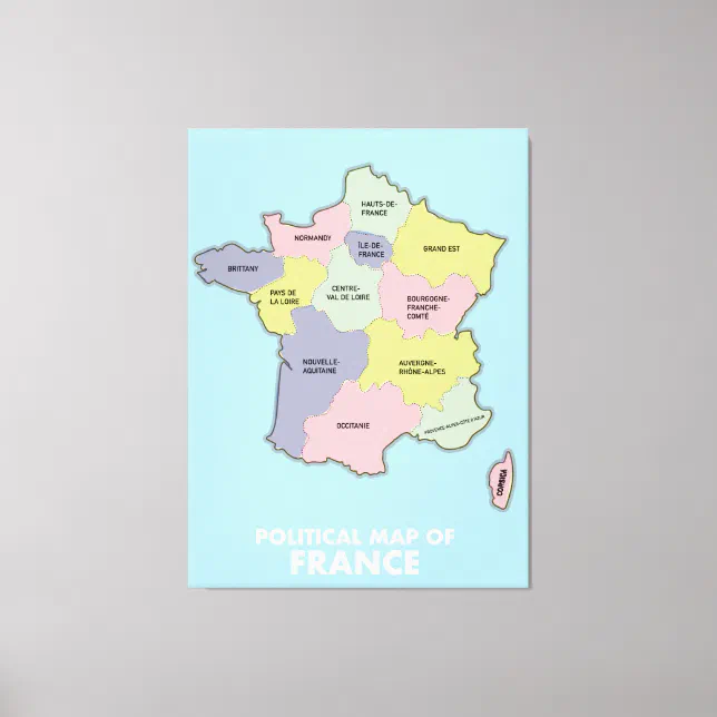 Political map of France Canvas Print | Zazzle